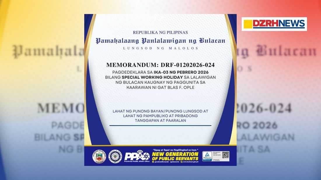 Bulacan declares Feb. 3, 2026 a special working holiday to honor Gat ...